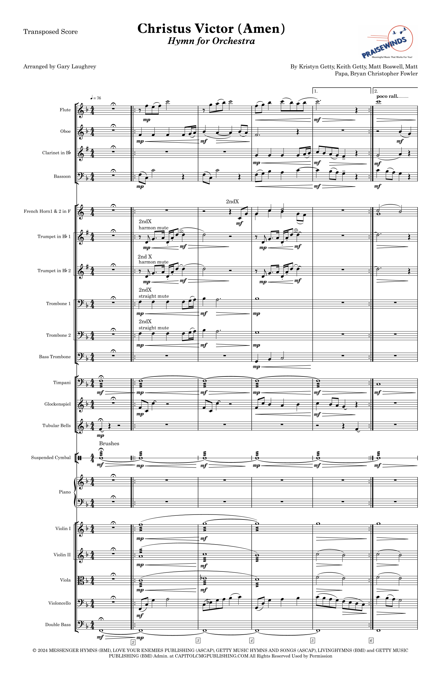 Christus Victor (Amen) (arr. Gary Laughrey) by Keith Getty Sheet Music ...