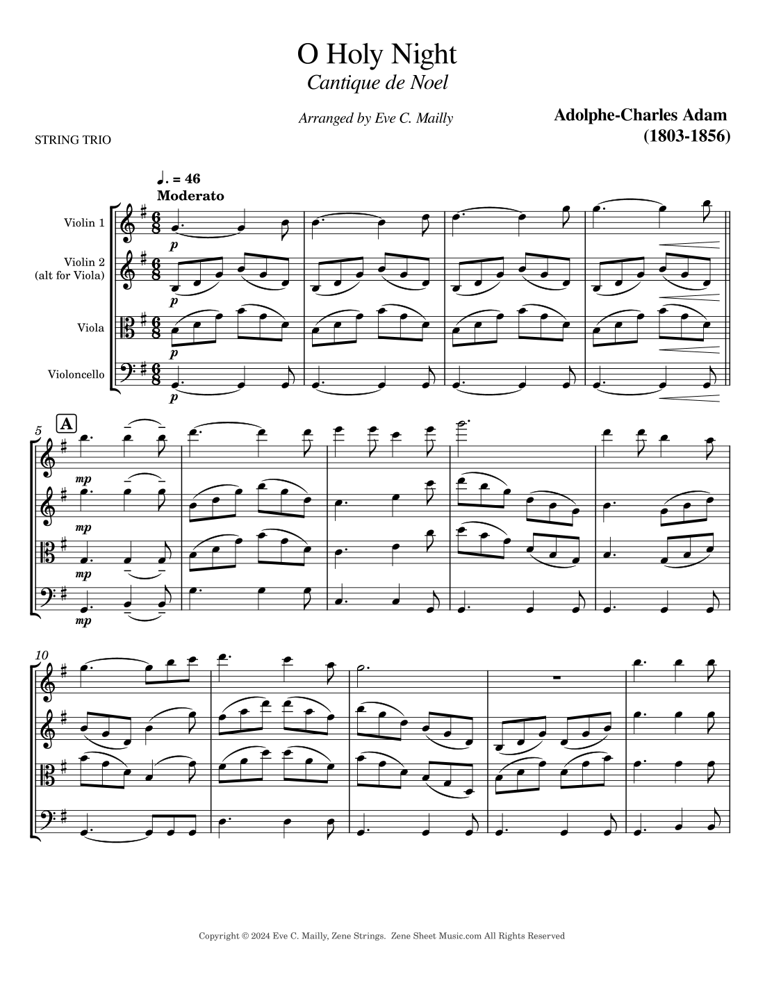O Holy Night - String Trio (arr. Eve C. Mailly - Zene Strings) by Eve C ...