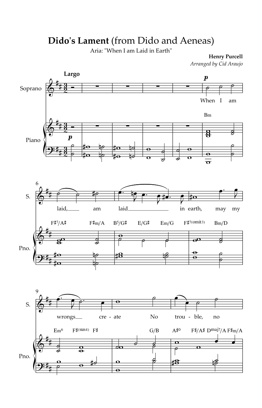 When I am Laid in Earth (Dido's Lament) (arr. Cid Araujo by Henry ...