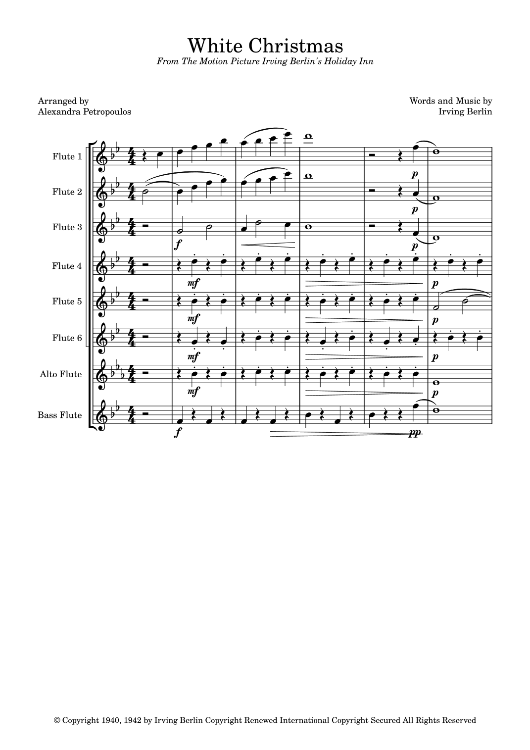 White Christmas (arr. Alexandra Petropoulos) by Bing Crosby Sheet Music ...