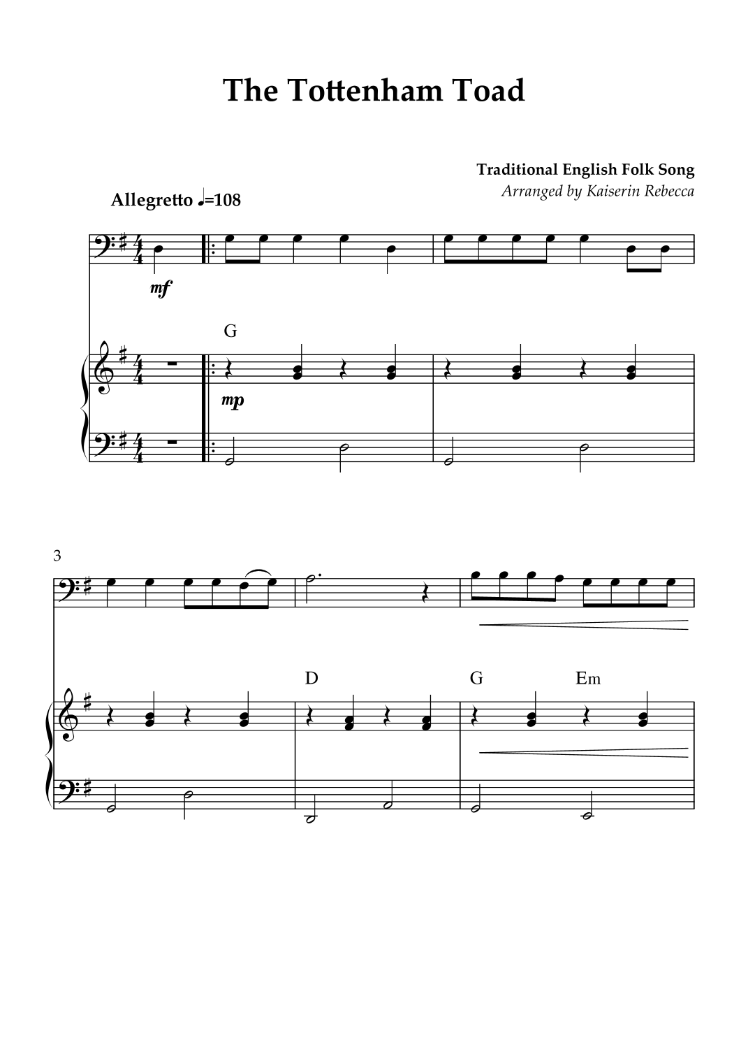 The Tottenham Toad (arr. Kaiserin Rebecca by Traditional English Folk ...