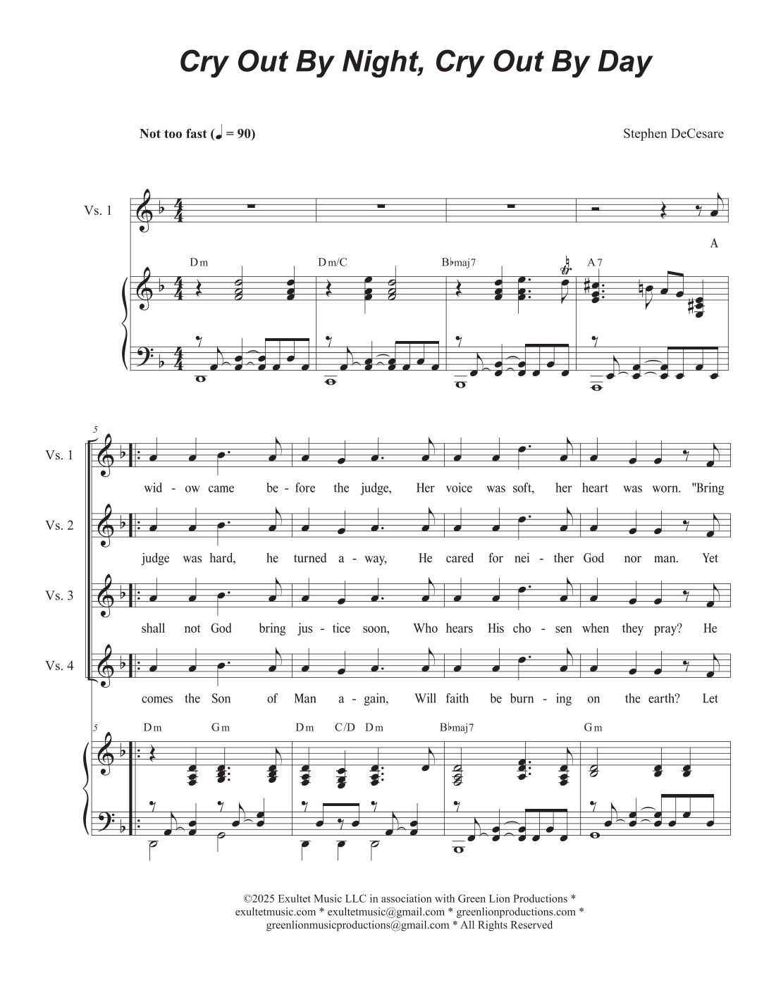 Cry Out By Night, Cry Out By Day (Duet for Tenor and Bass solo) by ...
