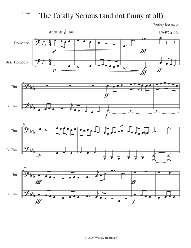 The Totally Serious (and not funny at all) Sheet Music | Wesley ...