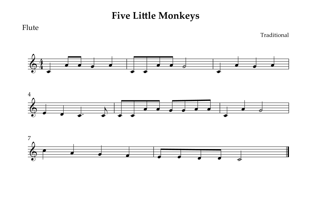 Five Little Monkeys (arr. Wesley S. SIlva) by Traditional Sheet Music ...