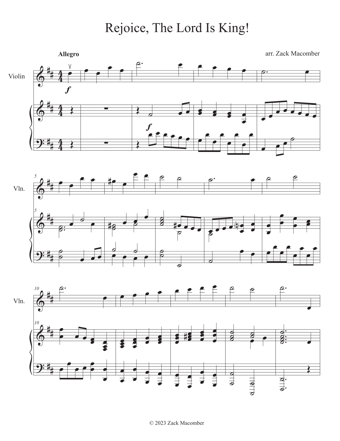 Rejoice The Lord Is King (arr. Zack Macomber) by John Darwall Sheet ...