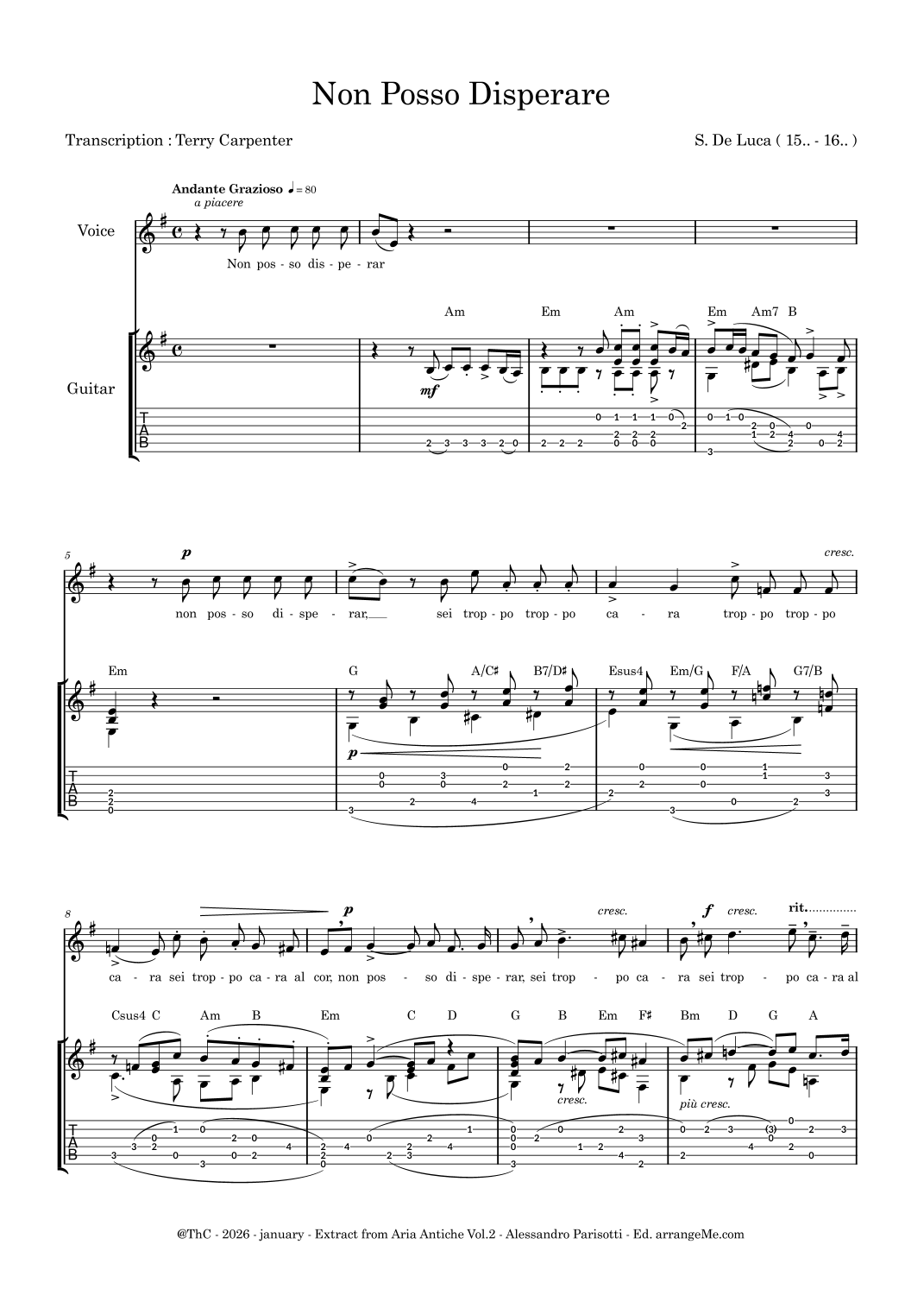 Non posso disperare (arr. Terry Carpenter) by Alessandro Parisotti ...