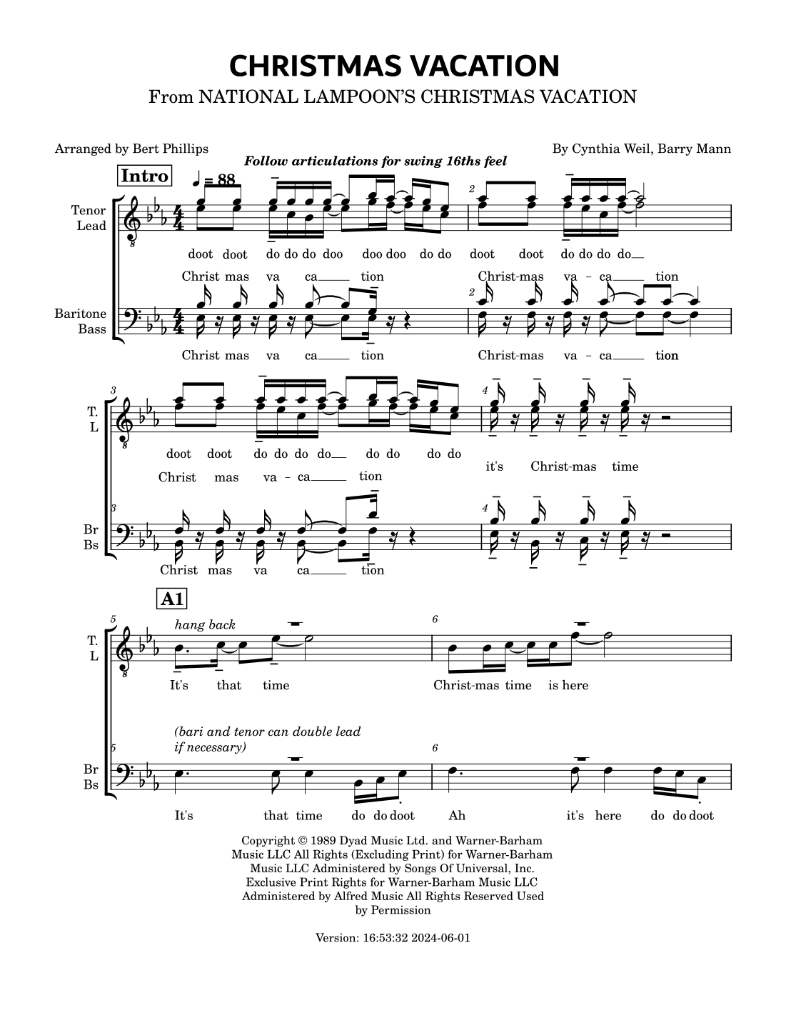 Christmas Vacation (arr. Bert Phillips) Sheet Music | Various Artists ...