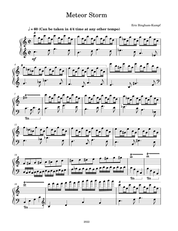 Meteor Storm Sheet Music | Eric Bingham-Kumpf | Piano Solo