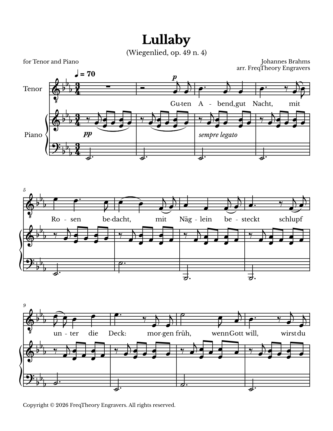 Lullaby - for Tenor Voice and Piano (arr. FreqTheory Engravers) by ...