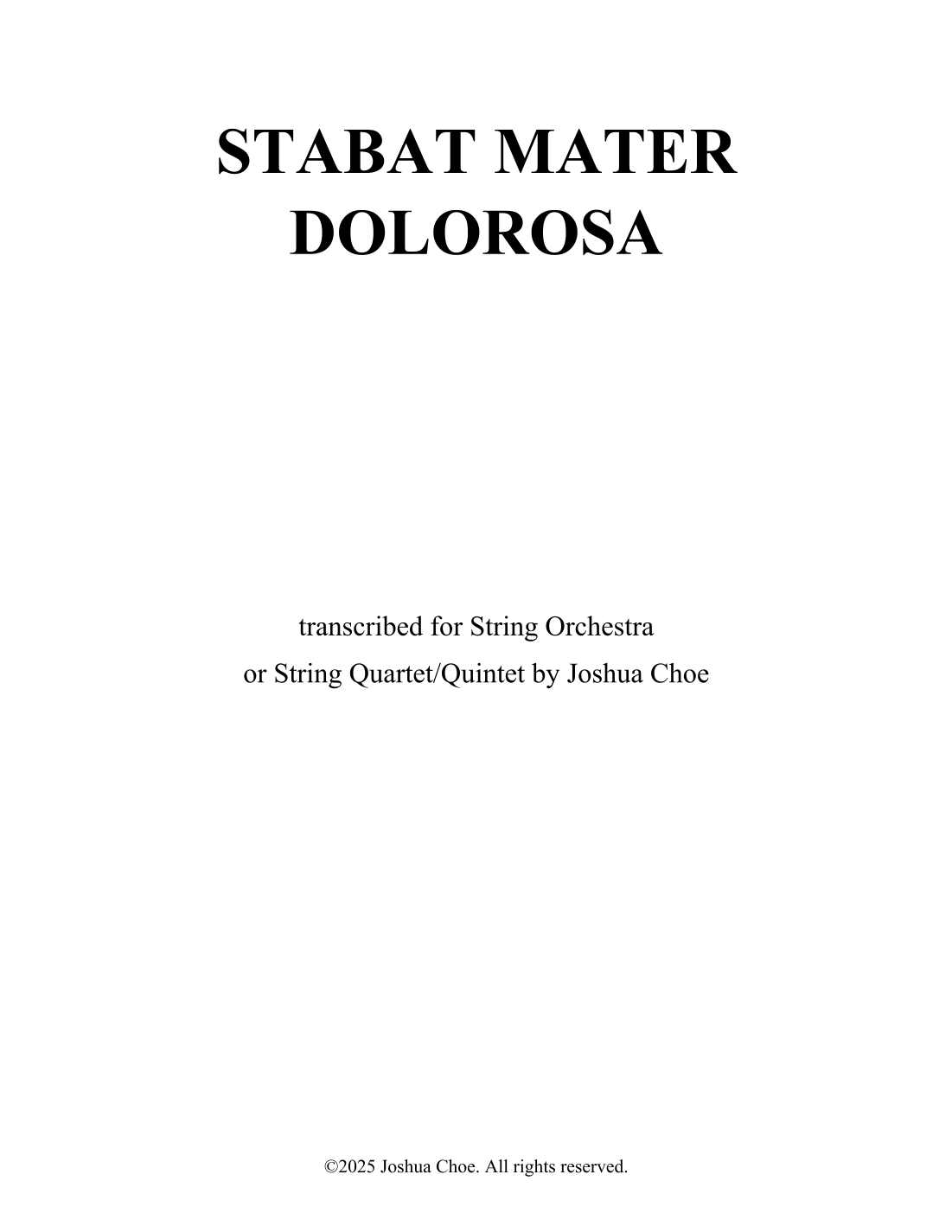 Stabat Mater dolorosa (At the Cross Her Station Keeping) (arr. Joshua ...