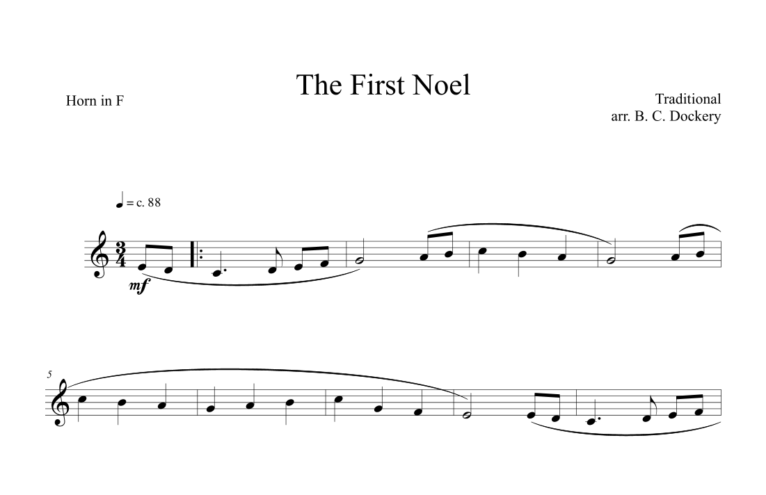 The First Noel (French Horn Solo) (arr. B. C. Dockery) by Traditional ...