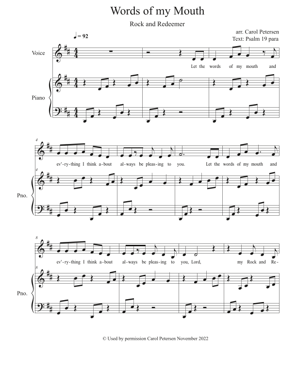 Words of My Mouth Sheet Music | Carol Petersen | Unison Choir
