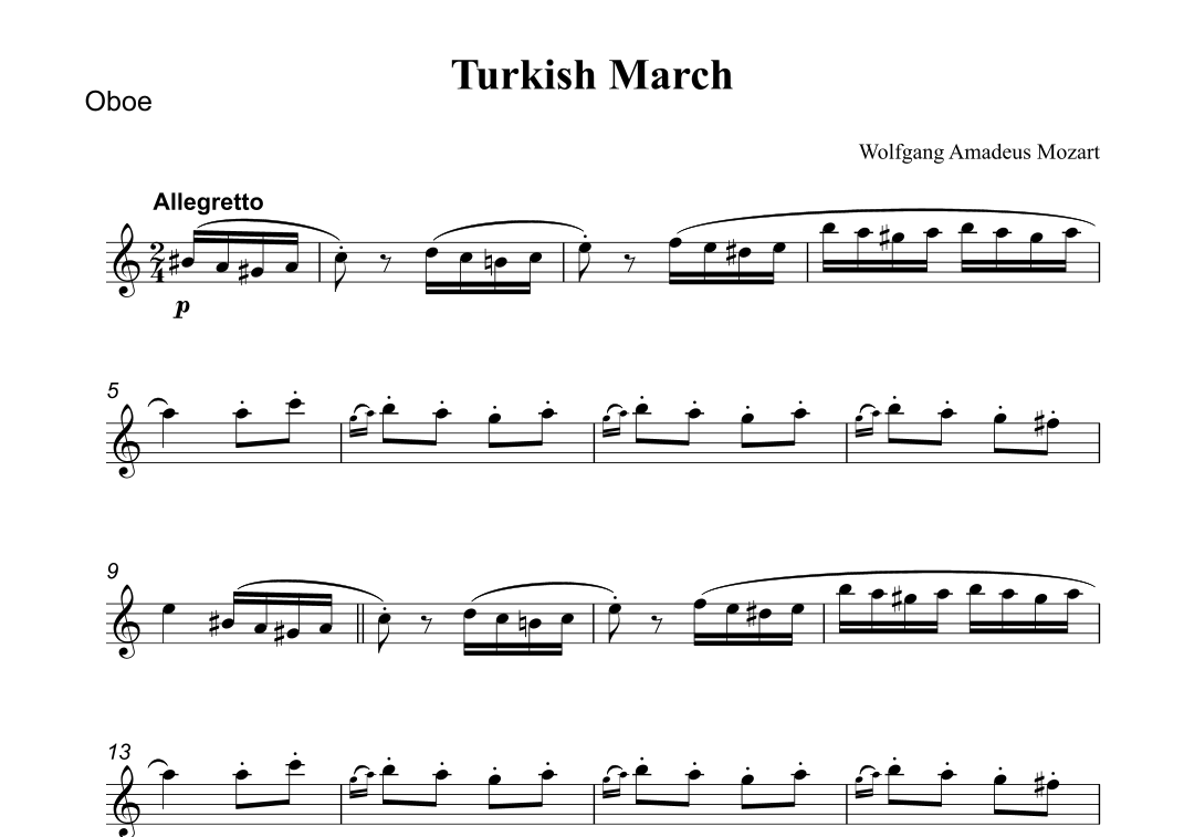 Mozart - Rondo Alla Turca (Turkish March) (arr. Wesley S. SIlva) by ...