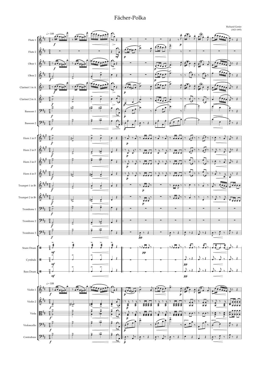 Fächer-Polka (arr. Composer) by Richard Genèe Sheet Music for Full ...