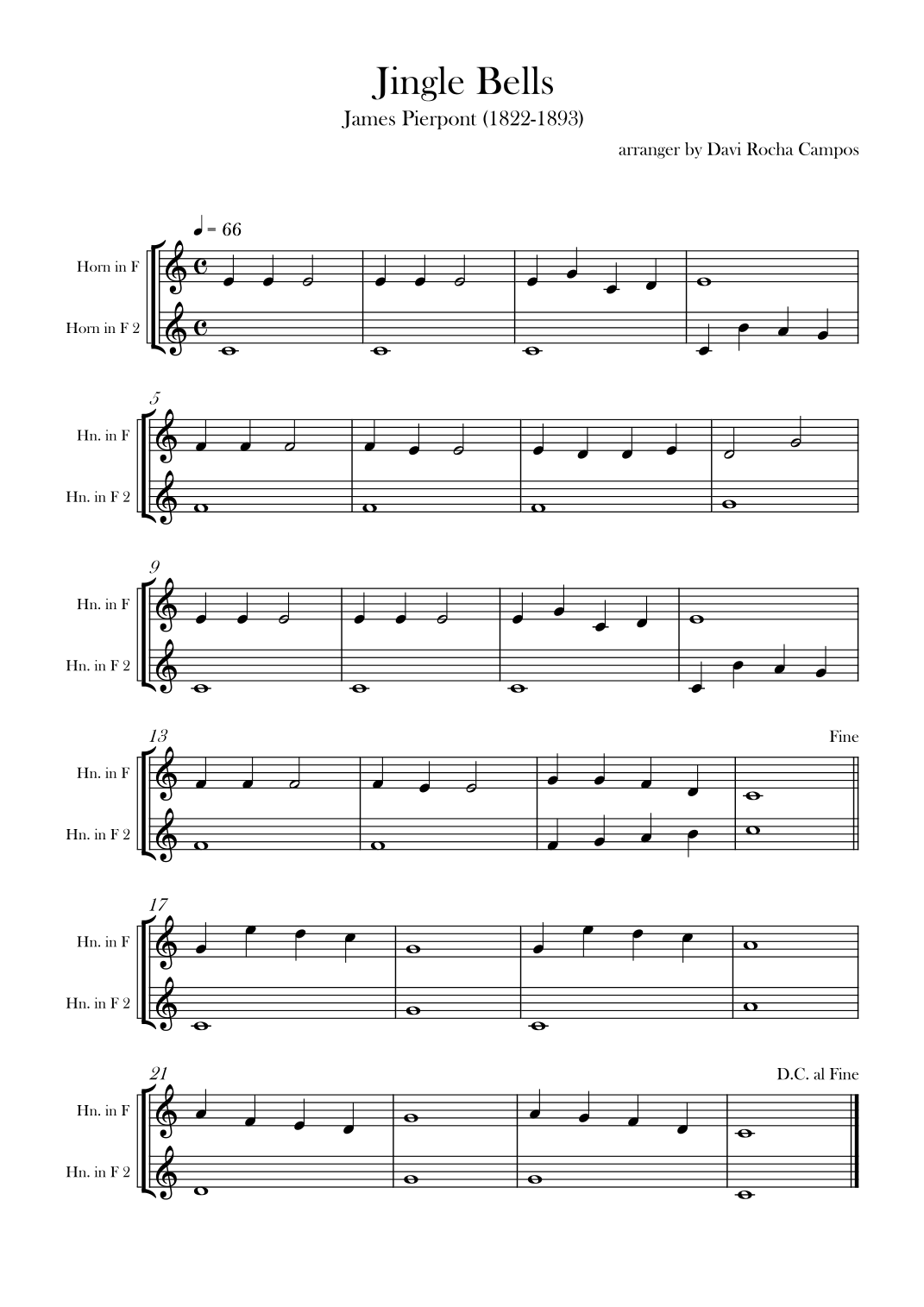 Jingle bells (arr. Davi Rocha Campos) by Davi Rocha Campos Sheet Music ...