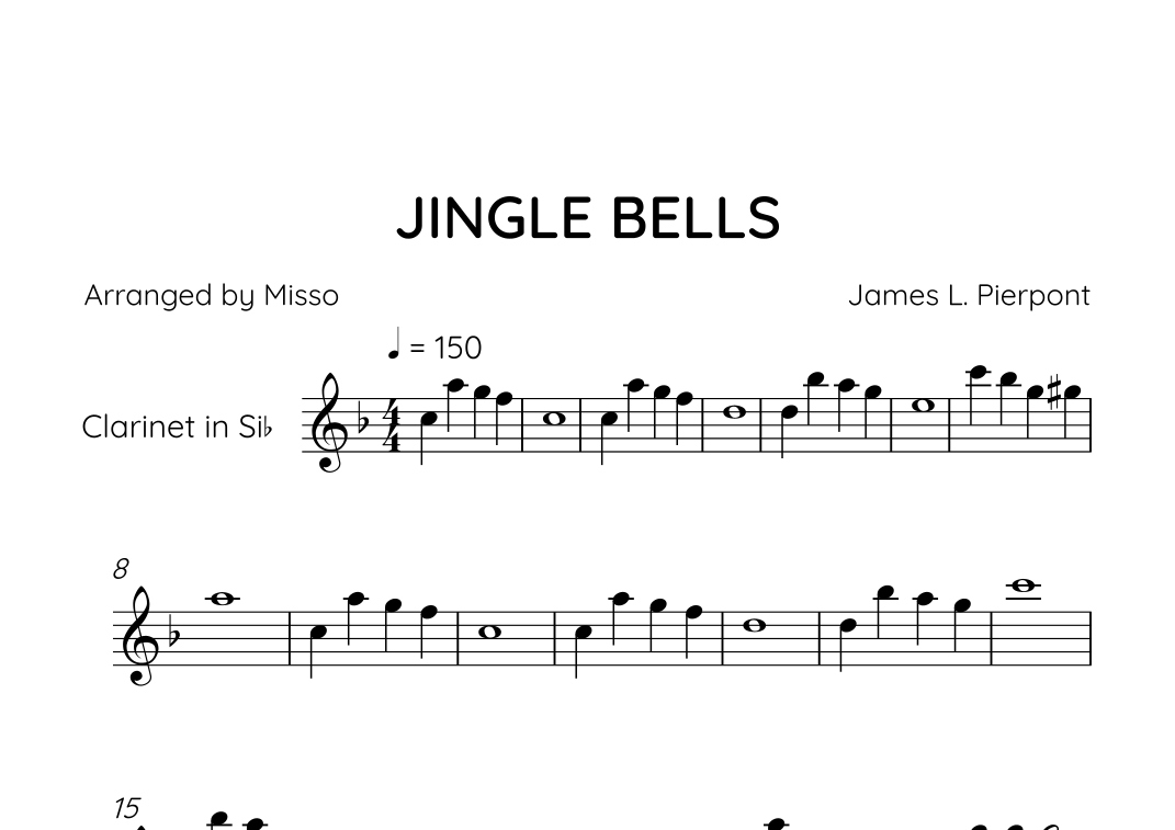 Jingle Bells - Clarinet in Eb Major - Beginner (arr. MissoRB) by James ...