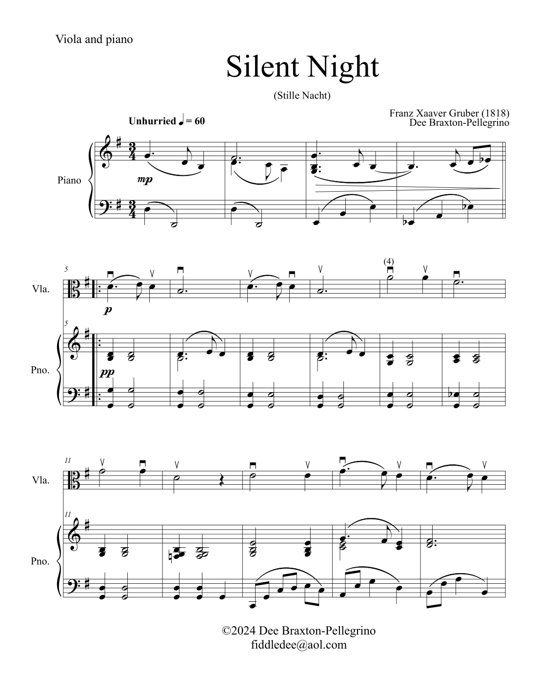 Silent Night (arr. Dee Braxton-Pellegrino) by Franz Gruber Sheet Music ...