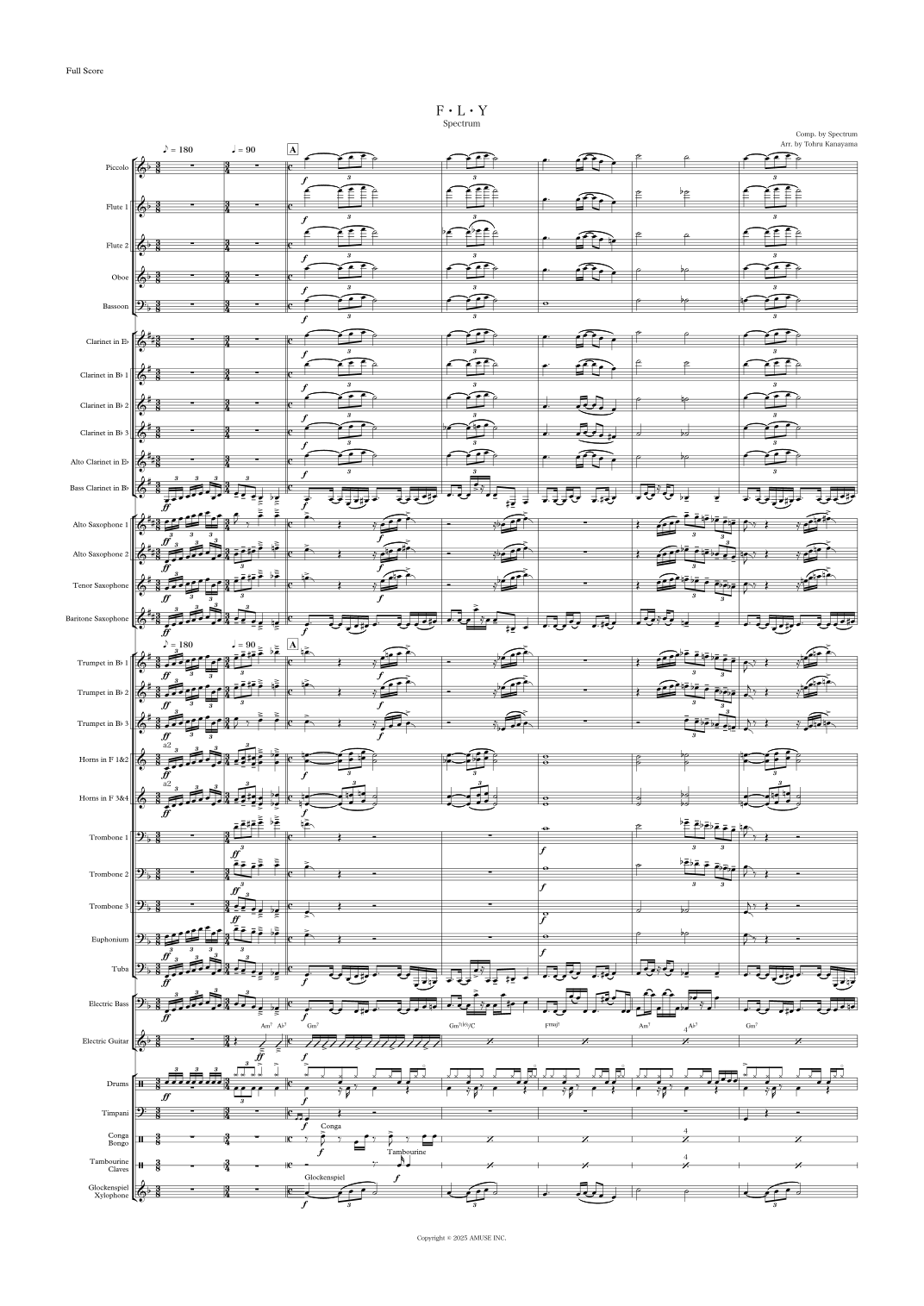 F L Y (arr. Tohru Kanayama) by Spectrum Sheet Music for Concert Band at ...