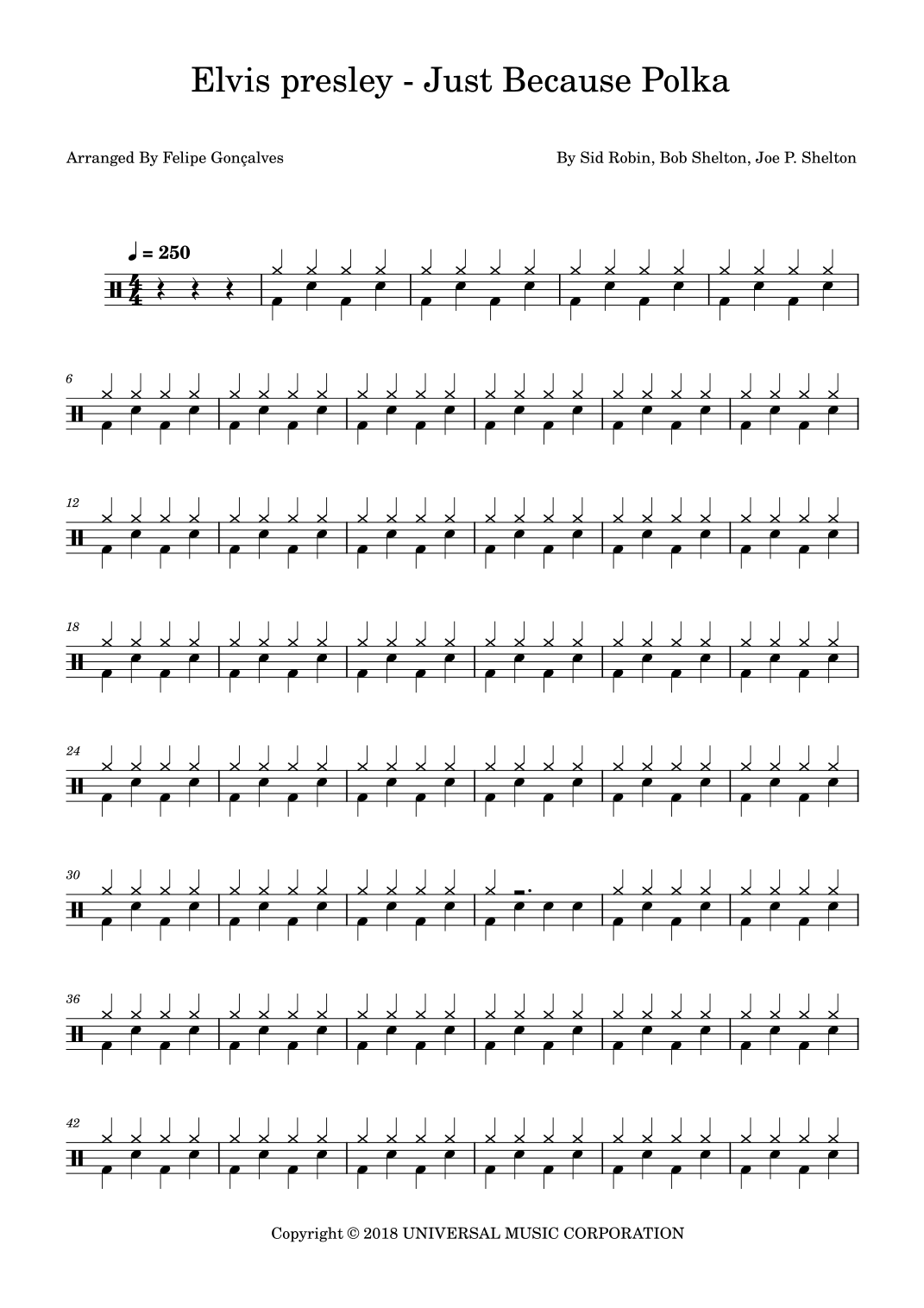Just Because Polka (arr. Felipe Gonçalves) par Elvis Presley Partitions ...