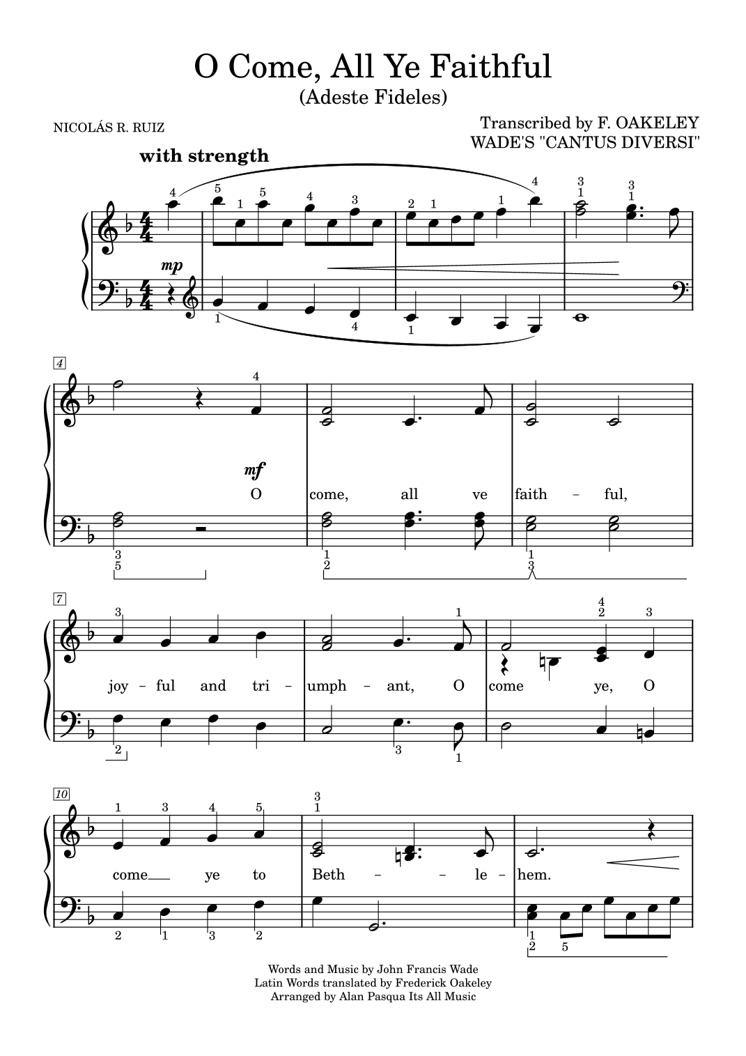 O Come, All Ye Faithful (arr. Nicolás Romero Ruiz) von John Francis ...