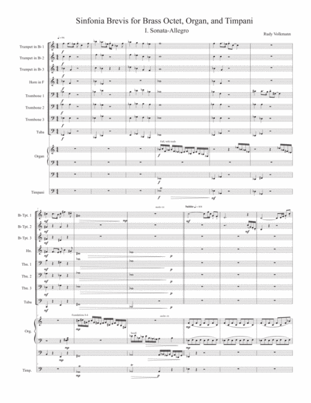 Sinfonia Brevis for brass octet, organ, and timpani Sheet Music | Rudy ...