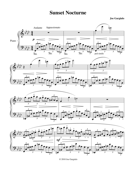 Sunset Nocturne por Joe Gargiulo Partituras para Piano solo en Sheet ...