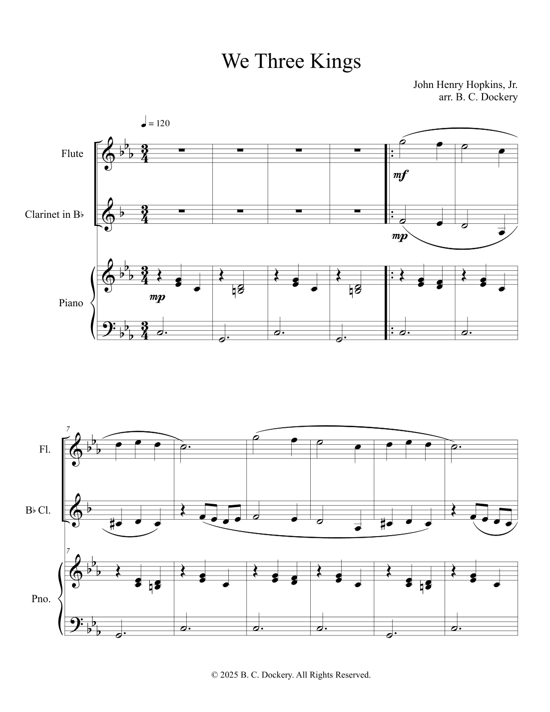 We Three Kings (Flute and Clarinet Duet with Piano Accompaniment) (arr ...