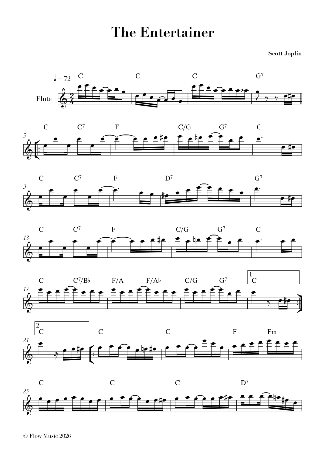 The Entertainer - Scott Joplin (arr. DA Castro) by Scott Joplin Sheet ...