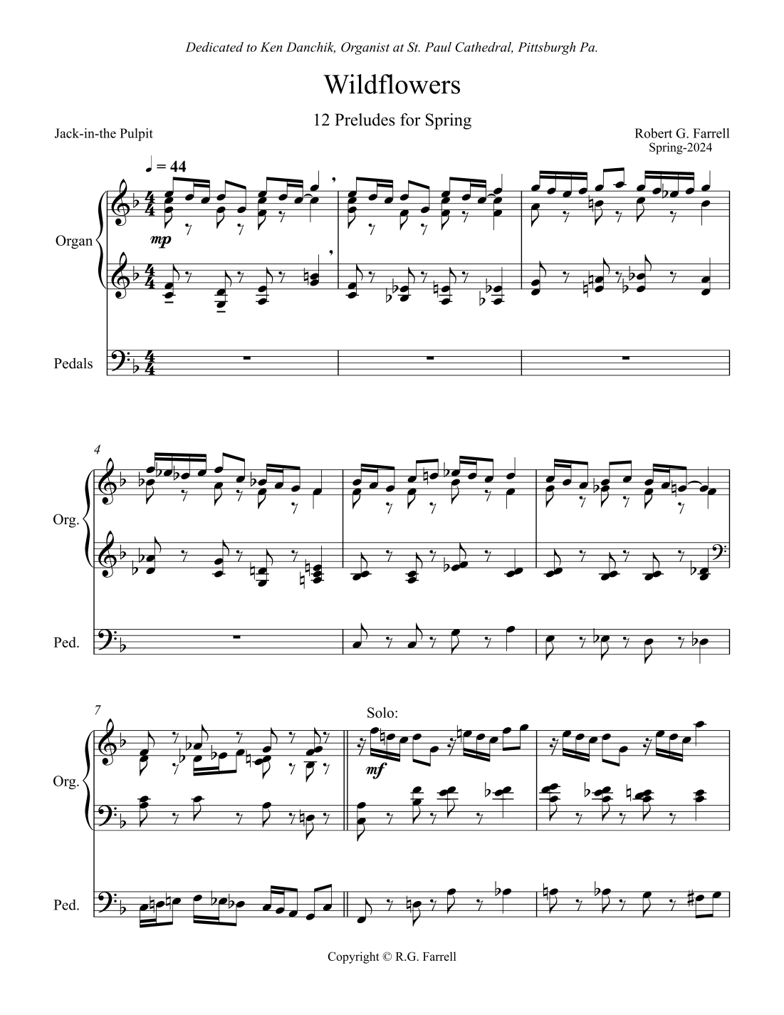 Wildflowers Sheet Music | Robert G Farrell | Organ