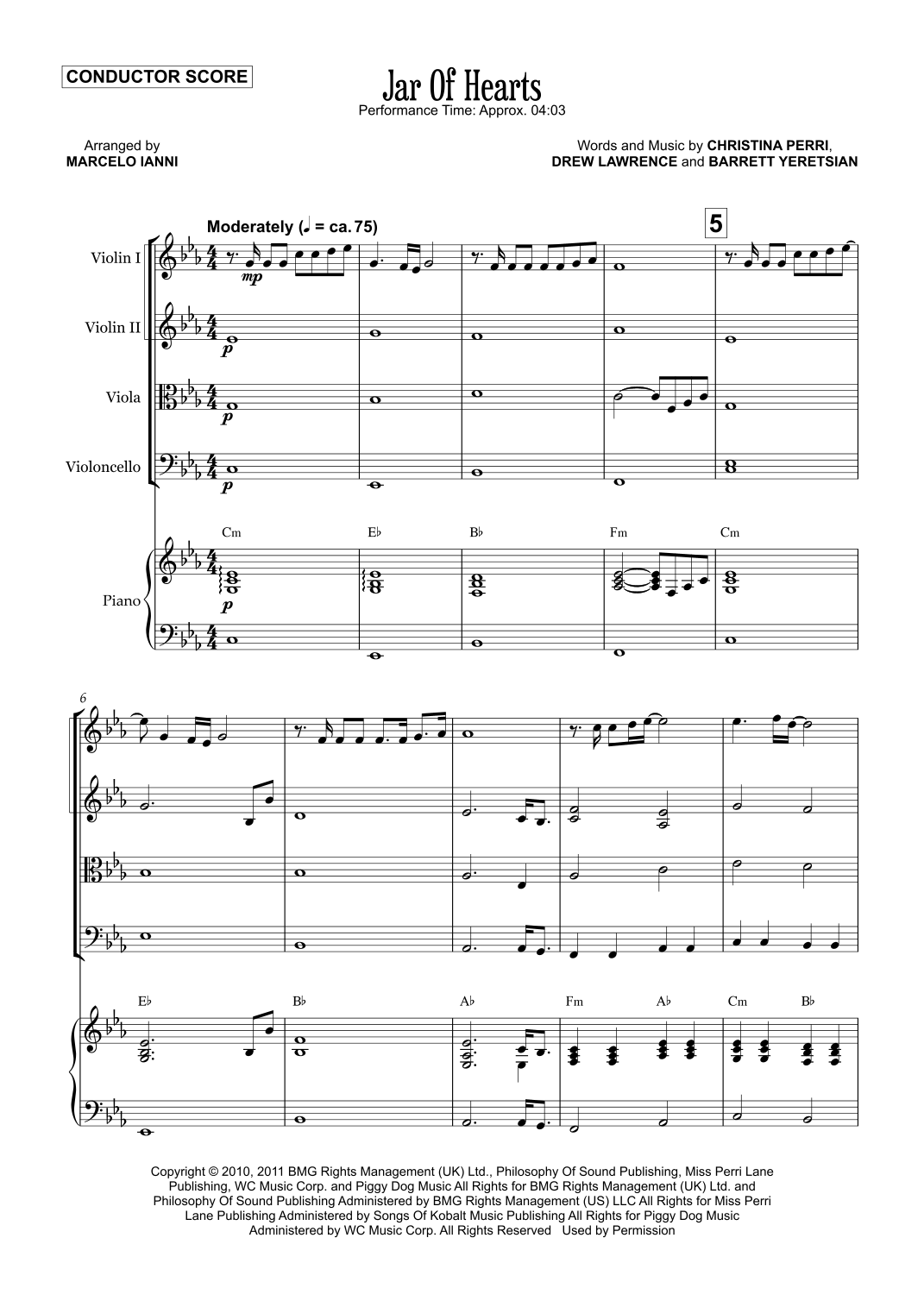 Jar Of Hearts (arr. Marcelo Ianni) by Christina Perri Sheet Music for ...