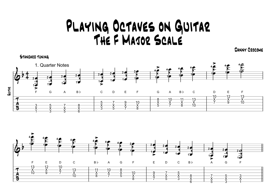 Playing Octaves on Guitar - The F Major Scale Sheet Music | Traditional ...