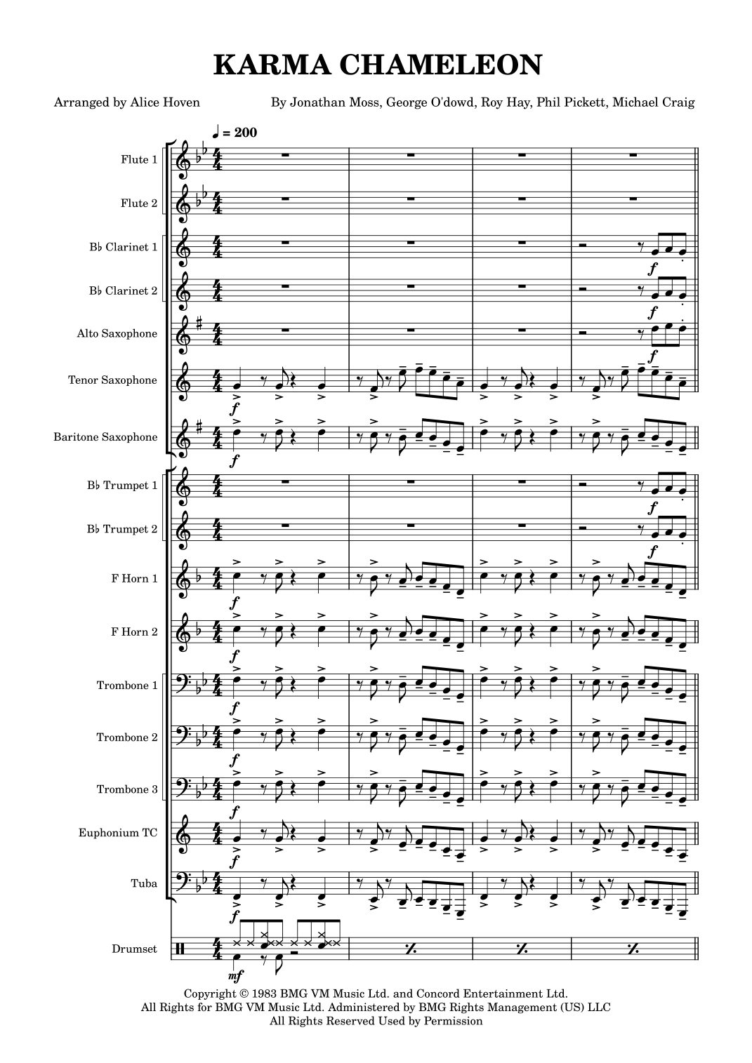 Karma Chameleon (arr. Alice Hoven) by Culture Club Sheet Music for ...