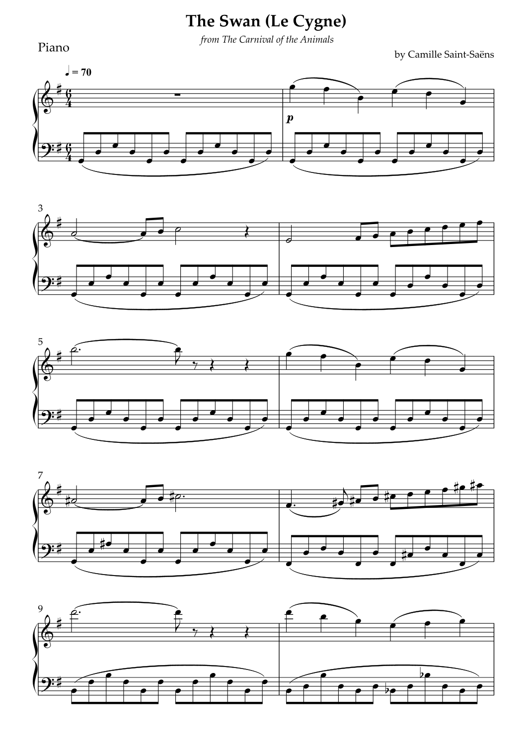The Swan (Le Cygne) – from The Carnival of the Animals (arr. Wesley S. SIlva) von Camille Saint ...