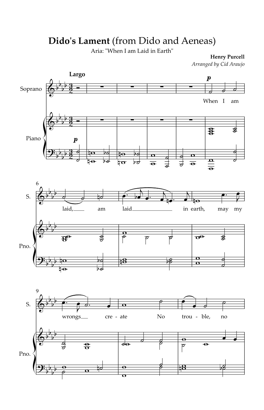 When I am Laid in Earth (Dido's Lament) (arr. Cid Araujo by Henry ...
