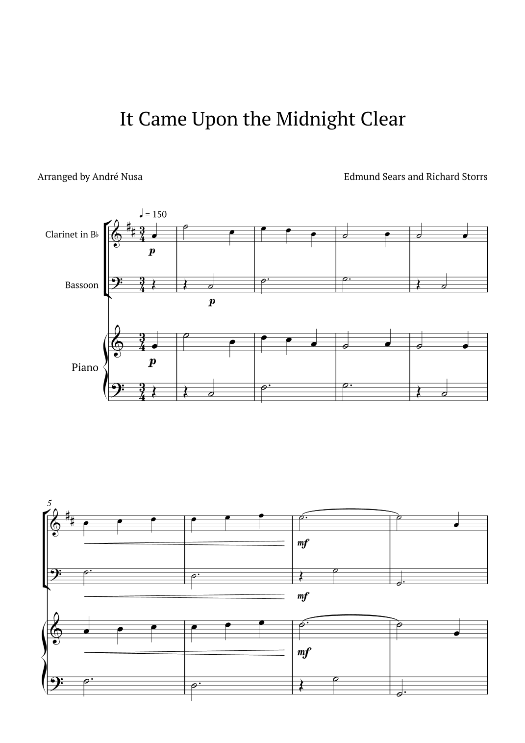 It Came Upon the Midnight Clear (arr. André Nusa) por Edmund Sears ...