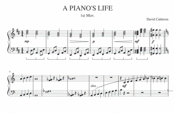A Piano's Life Sheet Music | David Calderon | Piano Solo