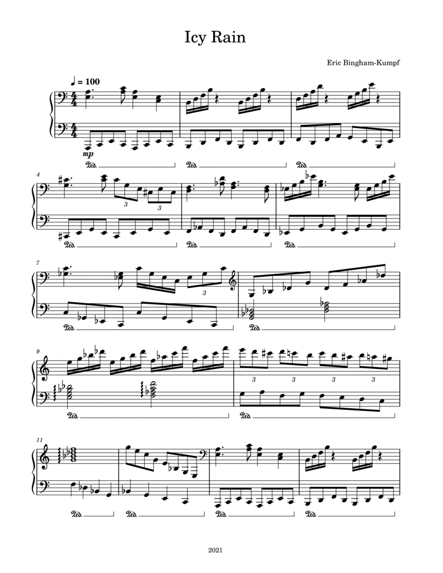 Icy Rain Sheet Music | Eric Bingham-Kumpf | Piano Solo