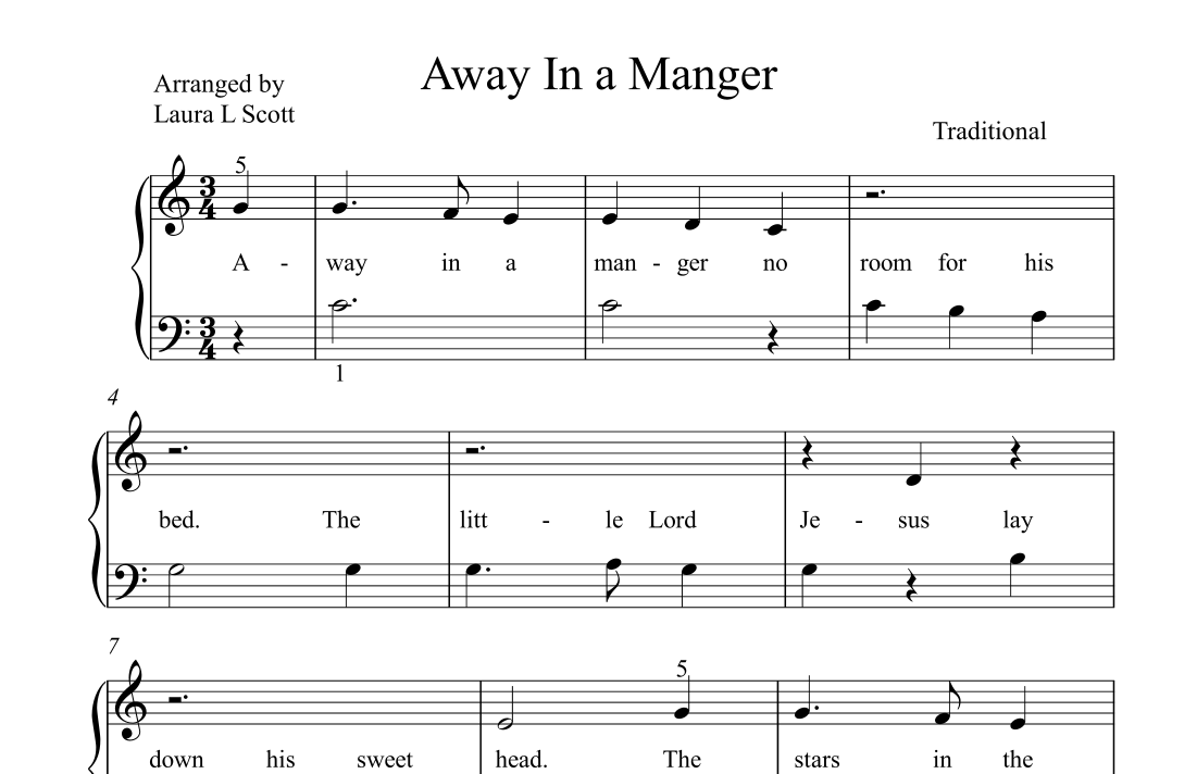 Away In A Manger (arr. Laura L Scott) by Traditional Sheet Music for ...
