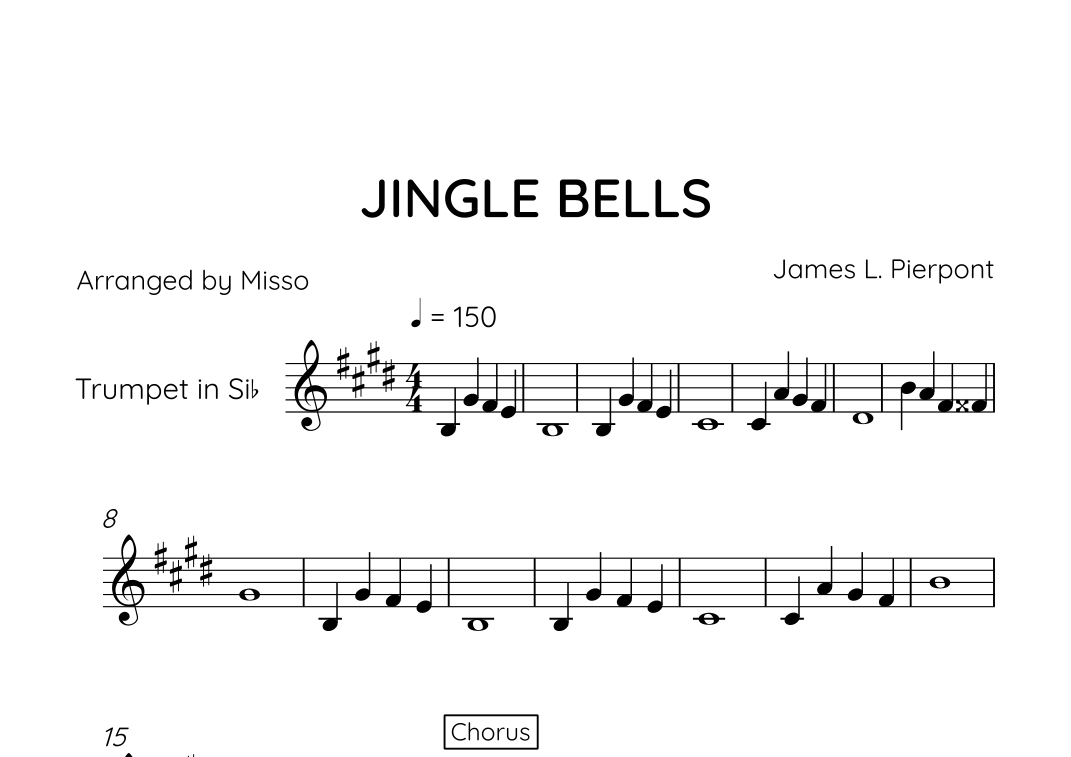 Jingle Bells - Trumpet in D Major (Beginner) (arr. MissoRB) by James L ...