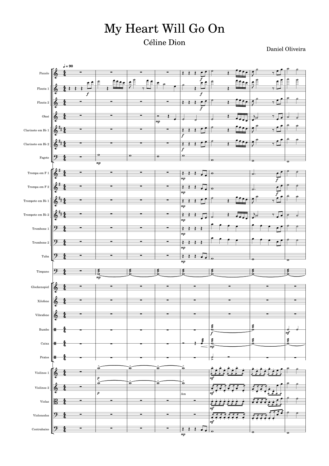 My Heart Will Go On (arr. Daniel Oliveira by CÉLINE DION Sheet Music ...