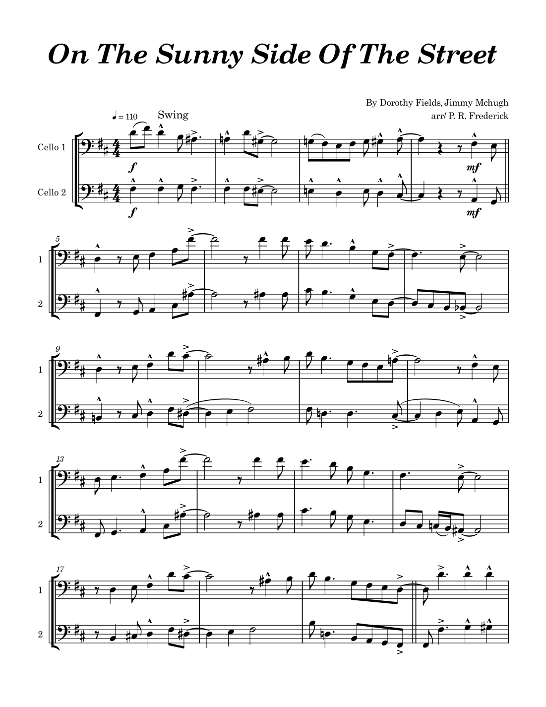 On The Sunny Side Of The Street (arr. P. R. Frederick) by Jimmy McHugh ...