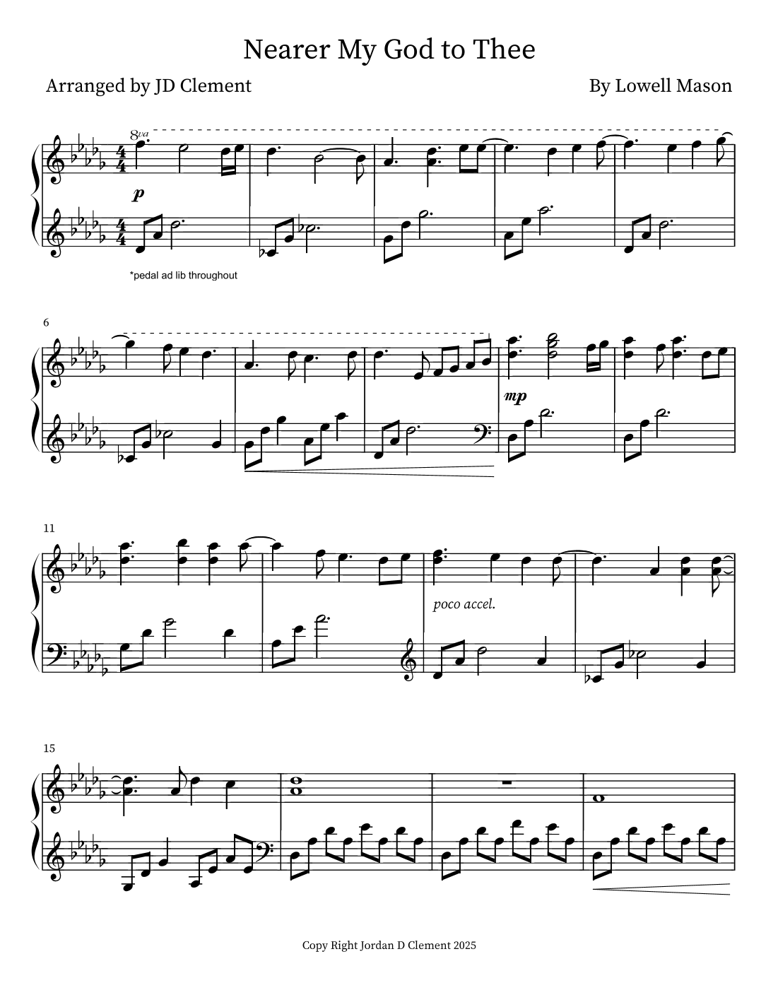 Nearer My God to Thee (arr. JD Clement) by Lowell Mason Sheet Music for ...
