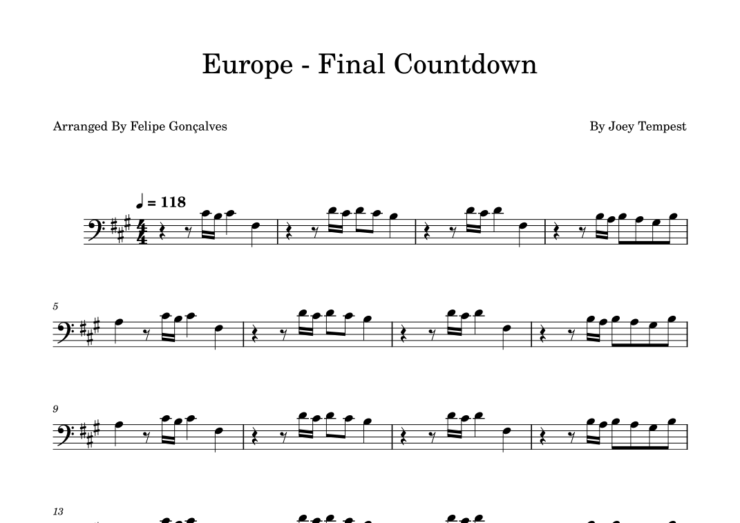 Final Countdown (arr. Felipe Gonçalves) by Europe Sheet Music for ...