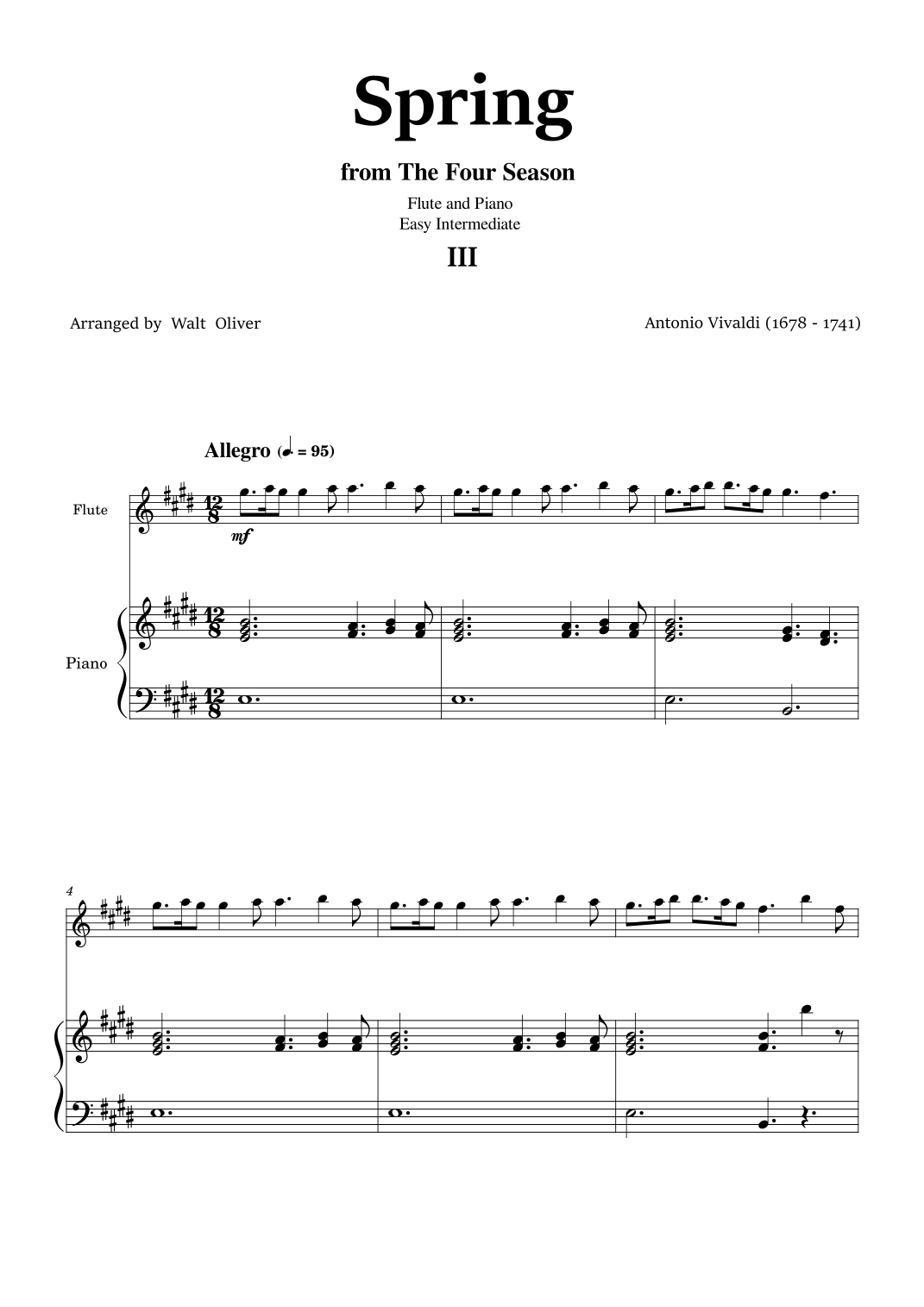 Vivaldi - The Four Seasons - Spring - 3st mov. - Easy Intermediate ...