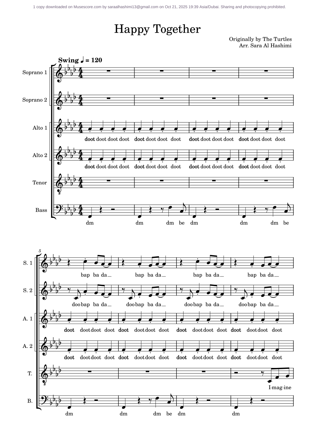 Happy Together (arr. Sara Al Hashimi) by The Turtles Sheet Music for ...