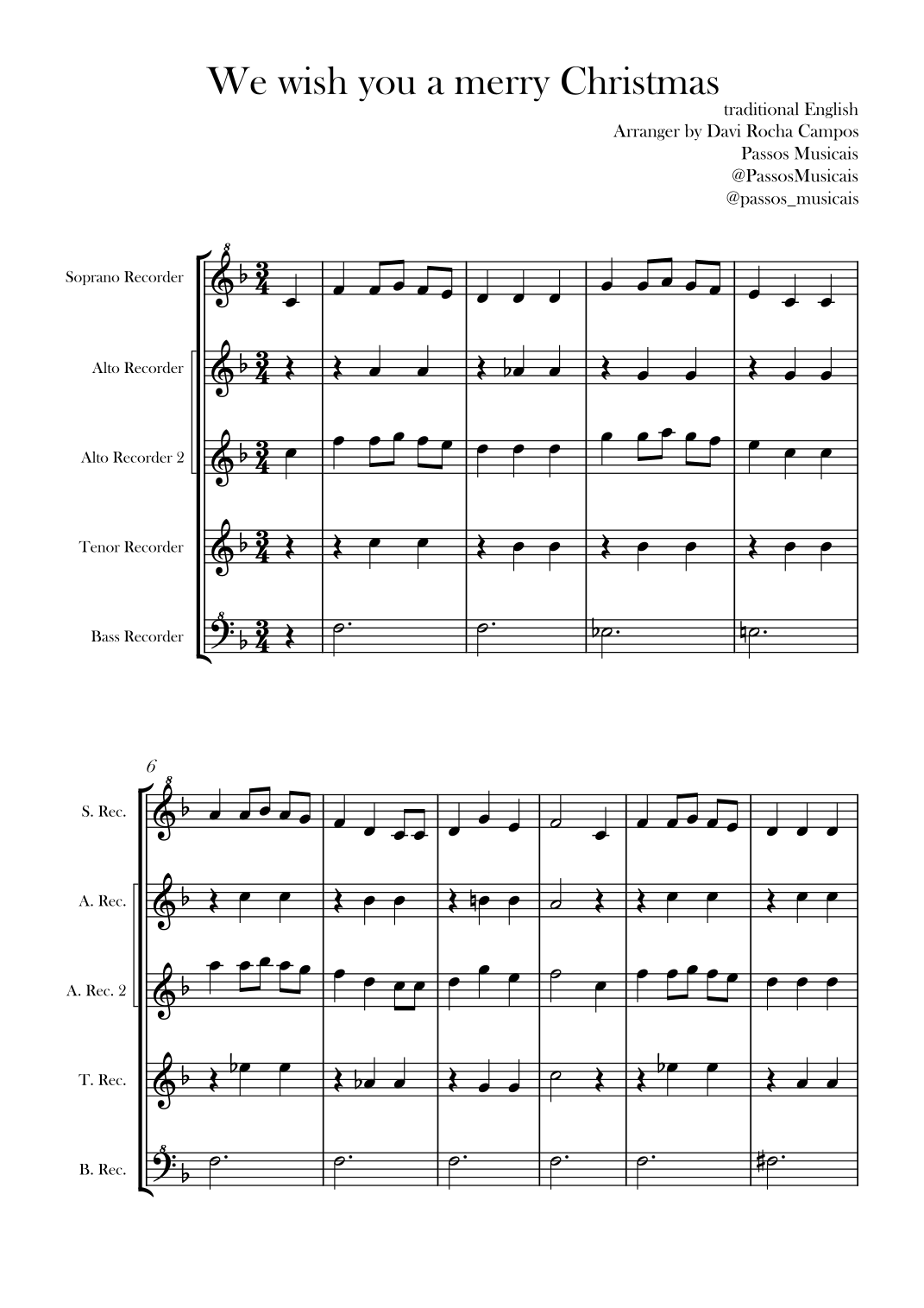 We wish you a merry Christmas by Davi Rocha Campos Sheet Music for ...