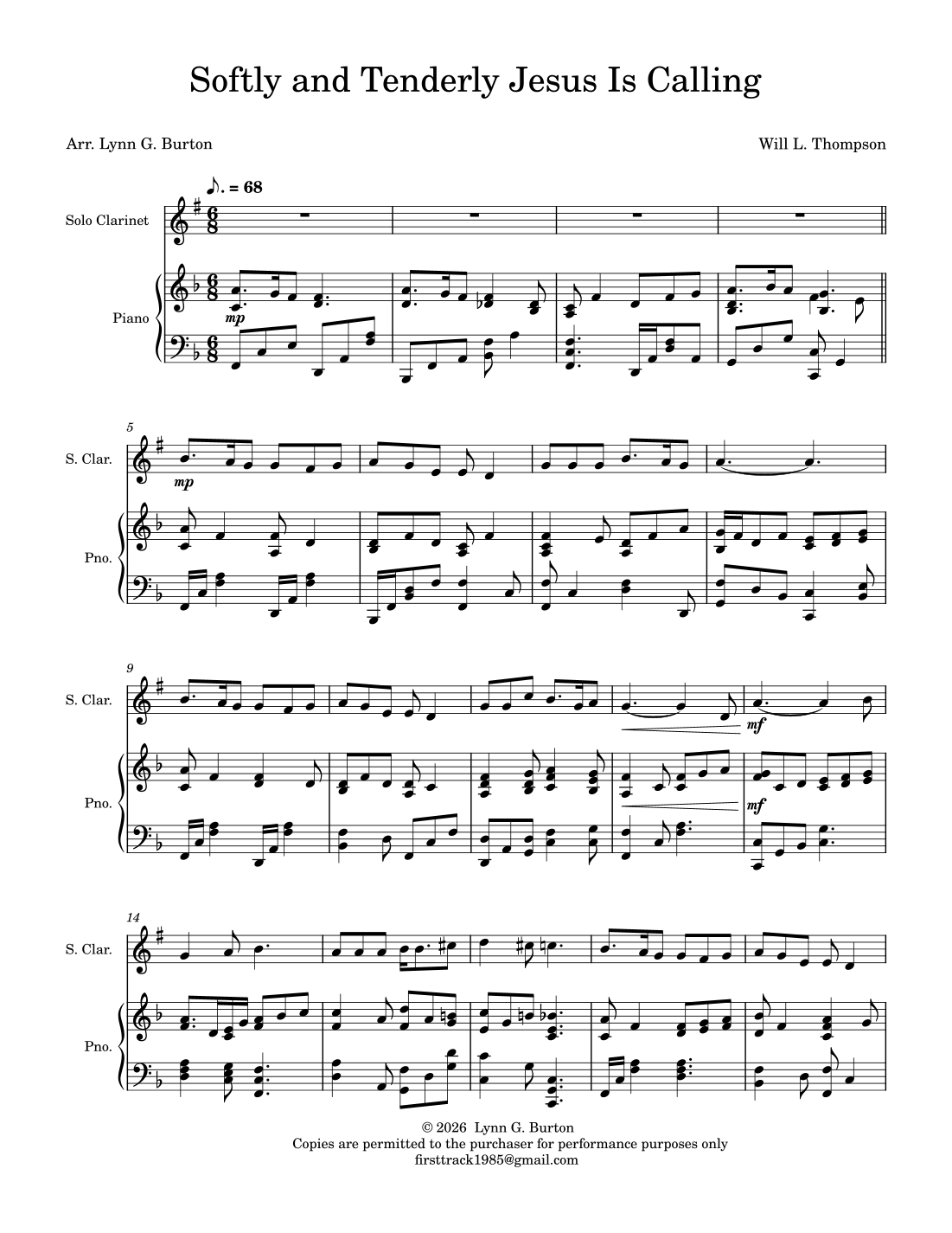 Softly and Tenderly Jesus Is Calling (arr. Lynn G. Burton) by Will L ...