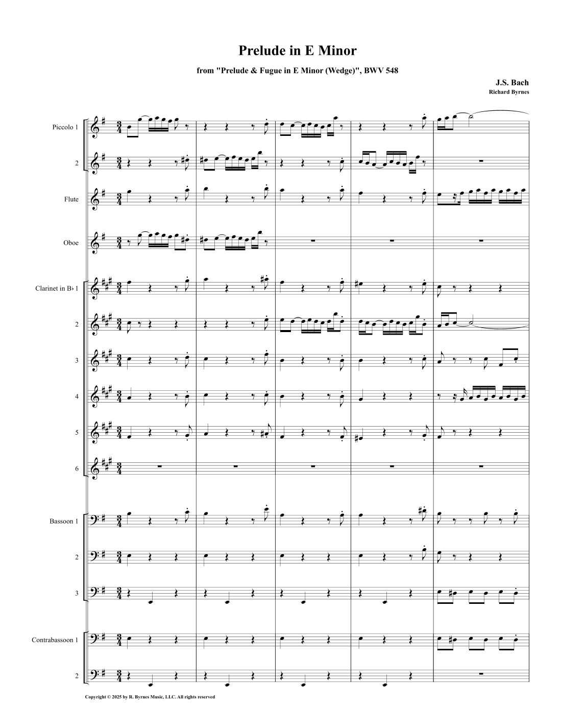 Prelude in E Minor (Wedge), BWV 548 (Woodwind Choir) (arr. Richard ...