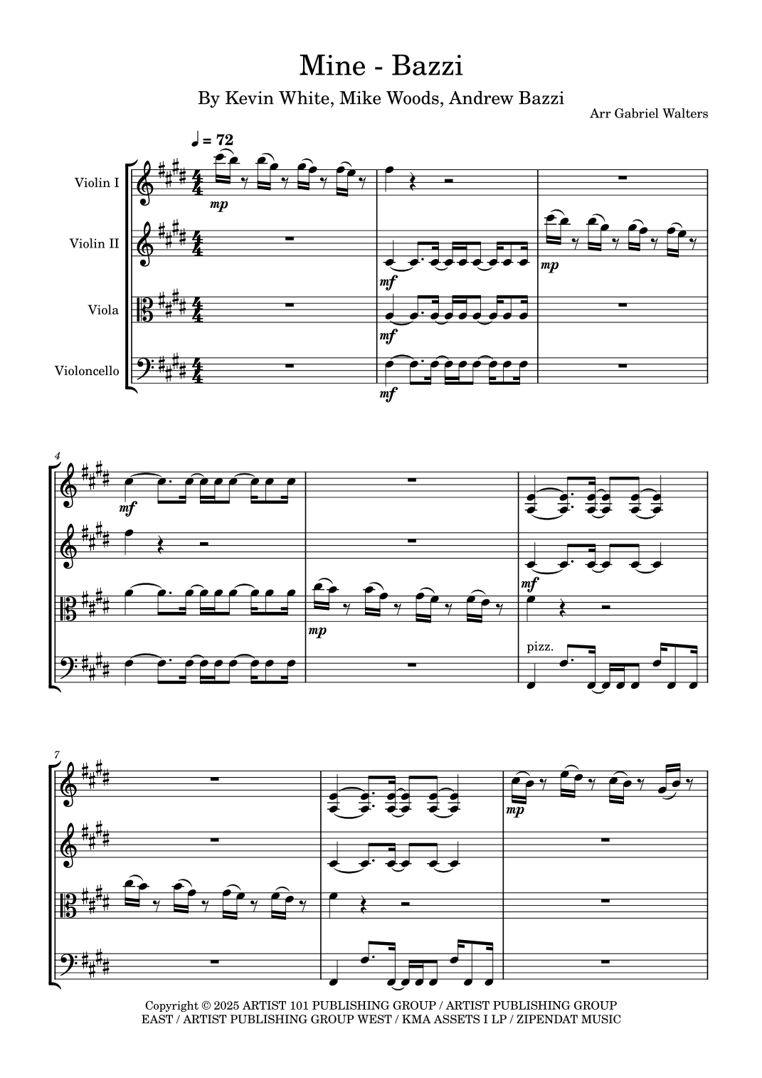 Mine (arr. Gabriel Walters by Andrew Bazzi Sheet Music for String ...