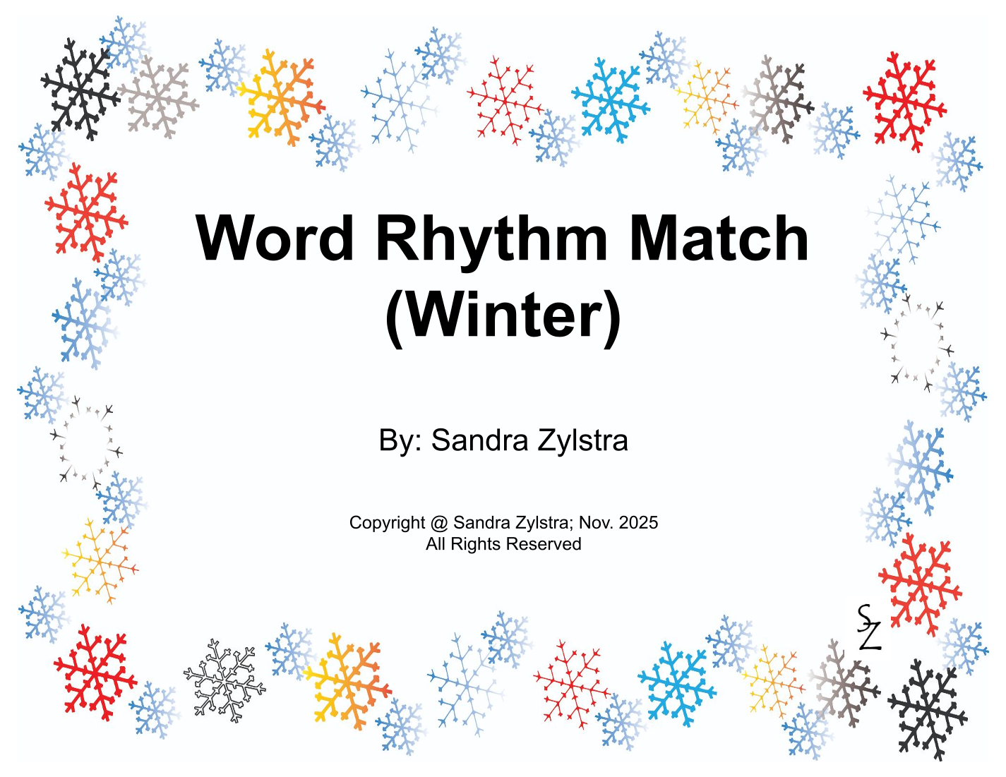 Word Rhythm Match -Winter by Sandra Zylstra Sheet Music for Theory ...